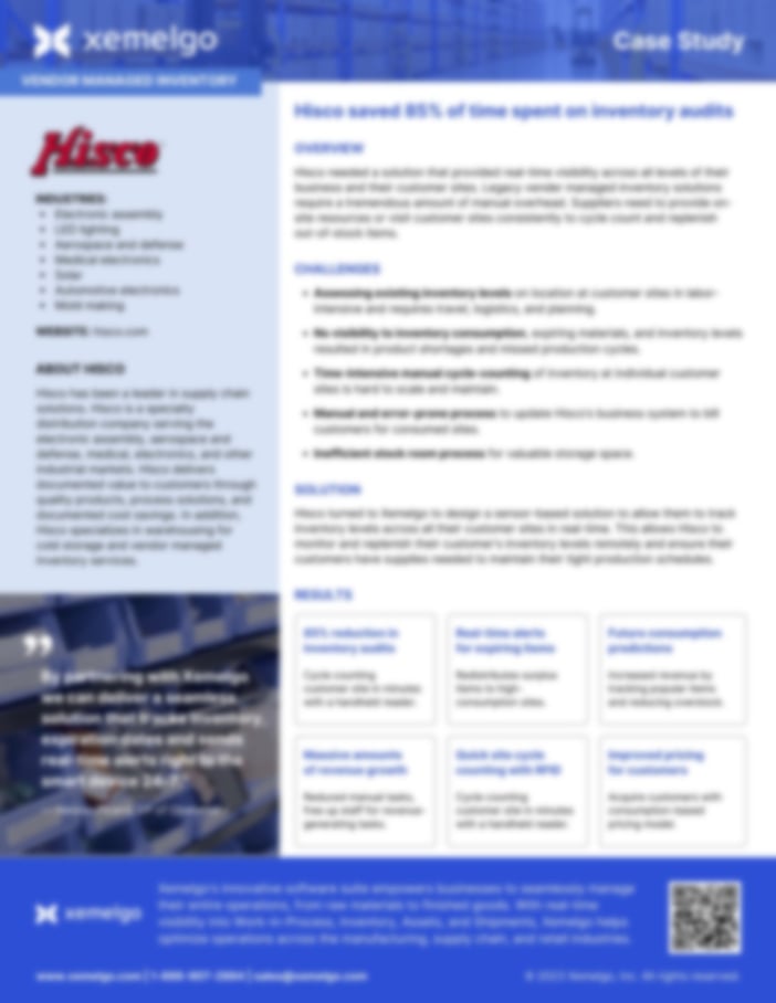 Hisco Vendor Managed Inventory | Xemelgo Case Study